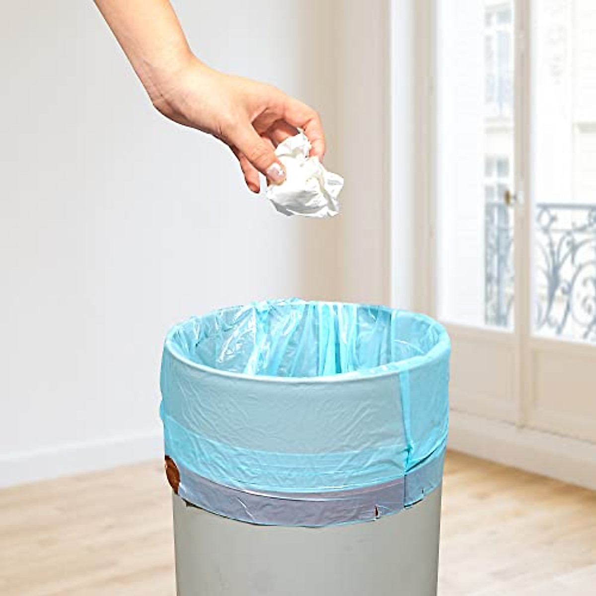 JOYEUX 4 Gallon Small Trash Bags, No-Tearing Drawstring Garbage Bags for Bathroom Kitchen, Febreze Beachside Breeze, 60 Count