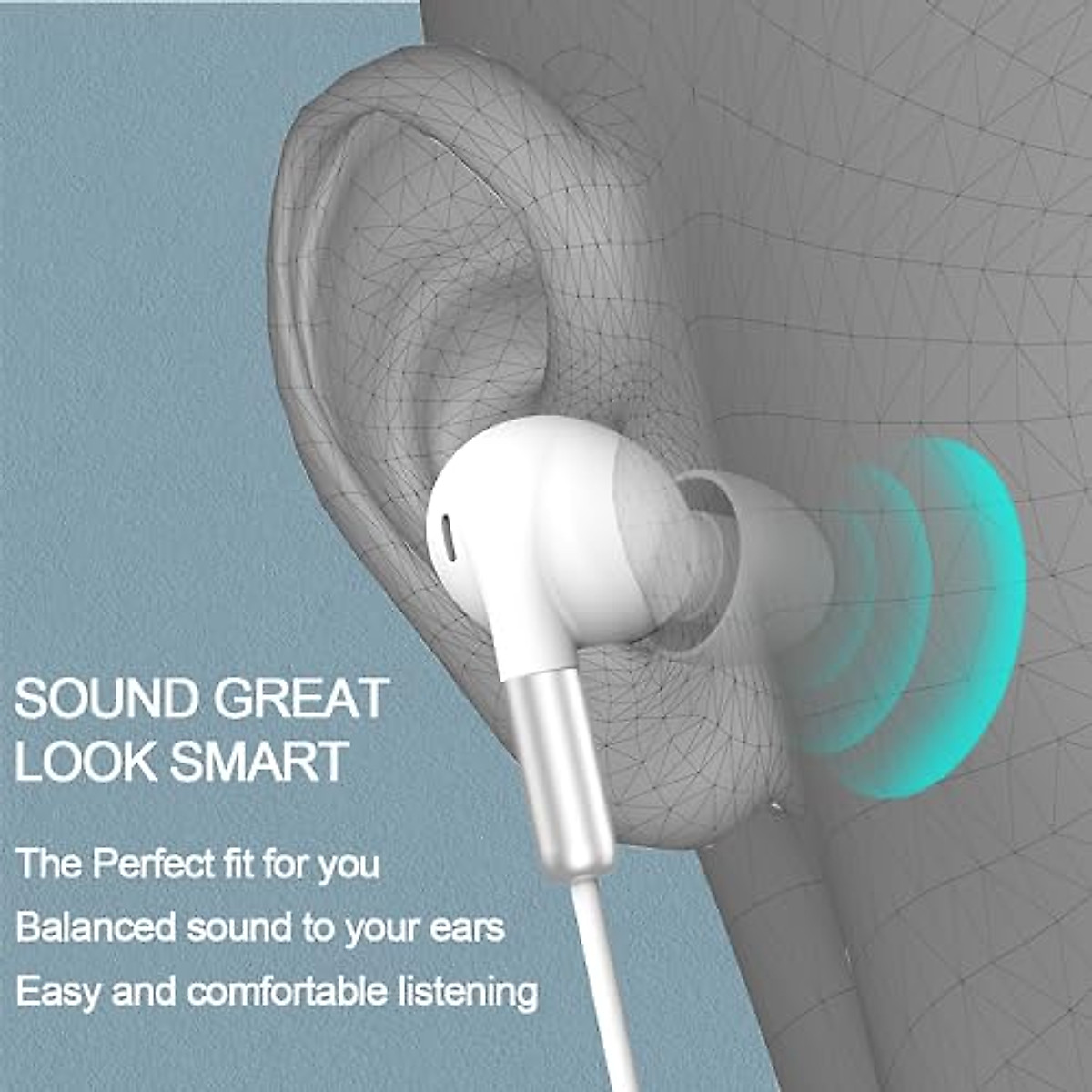 DUKABEL USB In-ear Headphones, USB PC Earbuds with Noise Cancellation for PC/PS4/PS5, White Gaming Earphone Headset with Microphone for Live Conference, Video Calls, Broadcasting, On-line Work