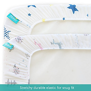 Muslin Bassinet Sheets 20''x33'' Fit for Baby Delight, Mika Micky, Koolerthings (3 in 1), Maxi COSI, Angelbliss and Other Rectangle Bassinet Mattress, Ultra Soft and Breathable, Star & Fox, 2 Pack