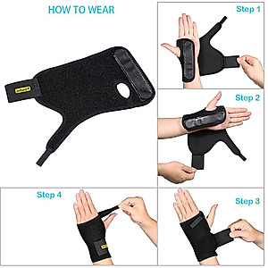 Walfront Wrist Brace Left Hand Adjustable Wrist Splint Brace Carpal Tunnel Breathable Neoprene Night Sleep Splint Brace 9'' Wrist Belt Band for Workout Fitness Injury Recovery Prevention
