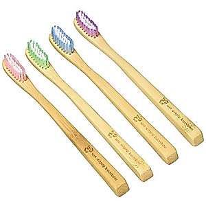 Natural Organic Eco Friendly Bamboo Toothbrush KIDS SOFT Nylon Bristles, BPA Free, Promote Responsible Dental Care (4- Pack)