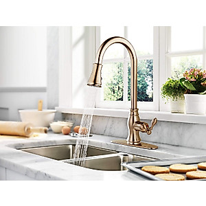 Derengge FK-258-CS Single Handle Pull Down Kitchen Faucet with Deck Plate,Meets UPC cUPC NSF61-9 Certification,French Brushed Bronze Finished