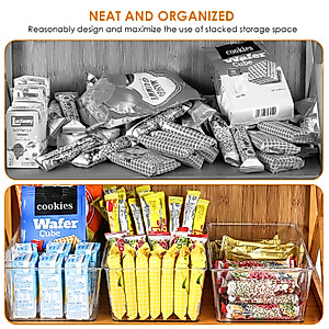 Pantry Organizers and Storage, Hronta 4 Pack Clear Storage Bins for Kitchen, Fridge, Cabinet Organization, 4 Compartment Organizer Bins for Snacks, Pouches, Spice Packets, Tea Bags