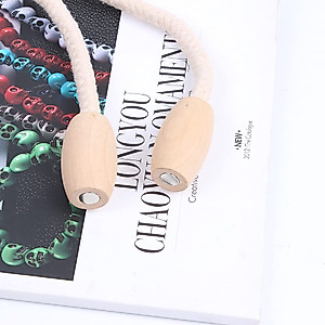 Magnetic Curtain Ties Holdbacks Tiebacks, Wood Bead Decorative Drape Tie Backs Holdback Holders for Blackout Sheer Window Treatment Outdoor, Convenient Curtain Ties No Tools Required White 2 Pack