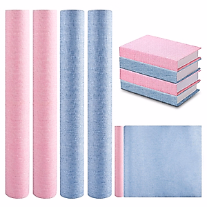 Boocalny 4 Rolls Book Cloth for Book Binding, 40 x 16 in Fabric Surface Paper Backed Book Cover, Weave Book 2 Colors Bookbinding Cloth for Adult DIY Book Scrapbooking, Album Cover （Pink and Blue）