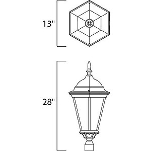 Maxim 1007BK I Westlake Collection 28 Inch Three-Light Dimmable and LED Compatible Outdoor Pole/Post Lantern - Black Finish I 120 Watts I Modern Contemporary Light Fixture I