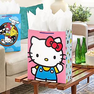 Hallmark Hello Kitty Gift Bag Bundle (2 Bags: 1 Large 13", 1 XL 15") for Birthdays, Back to School, Halloween