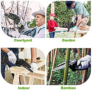 6 inch Mini Chainsaw Cordless, V-MODEST Upgraded Portable Handheld Electric Chain Saw Powered by 2 * 24V Rechargeable Battery, Small Chainsaw with Security Lock for Tree Branches Wood Cutting