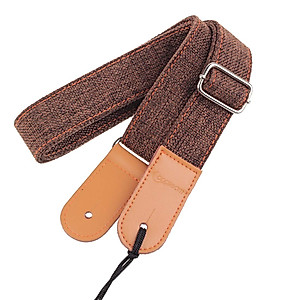 Longteam Simple Linen Leather Ukulele Strap Adjustable Length Durable Uke Straps with Nail, Rope, Picks (Coffee)
