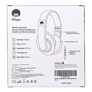 rockpapa Comfort+ Kids Headphones with Microphone, Boys Girls Student Over-Ear Headphones Wired for School Classroom Laptop PC Computer Tablet Black Teal