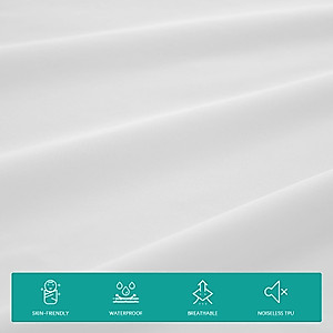 Biloban Crib Sheets Waterproof, Crib Mattress Protector Pad for Standard Crib & Toddler Mattress, Cozy Crib Sheet for Baby Boy and Girl, White, 2 Pack