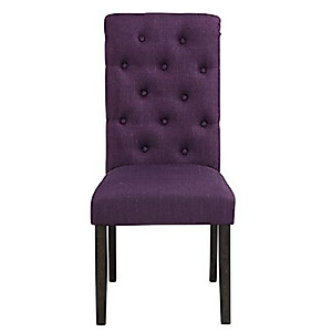 Roundhill Furniture Leviton Urban Style Dark Washed Wood Dining Set: Table and 6 Chairs, Purple