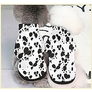 Fashion Pet Dog Hoodies, Animal Dalmatian Print Hoodie Puppy Winter Halloween Cosplay Clothes Sweaters Outfits Pullover Doggie Sweatshirt for Small Dog XS