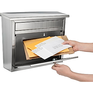 Architectural Mailboxes Maya Stainless Steel, Locking, Wall Mount Mailbox, 2417PS-10, Stainless Steel, Medium Capacity