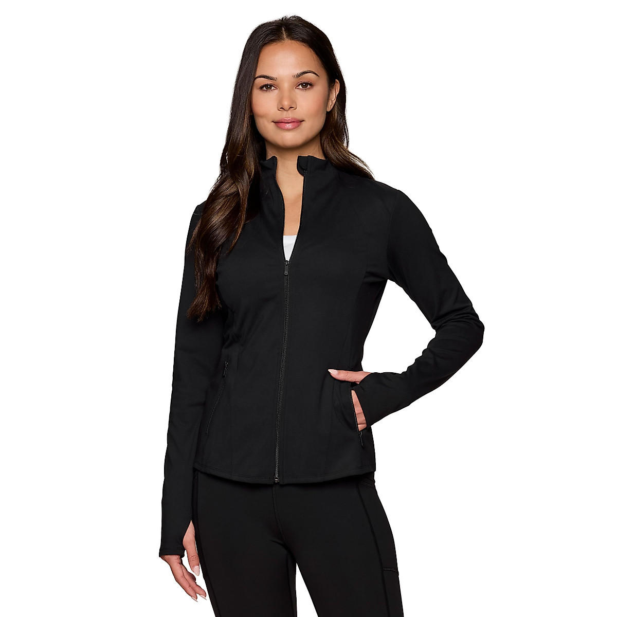 RBX Women's Running Jacket Lightweight Yoga Jacket With Zipper Pockets Seamed Black M