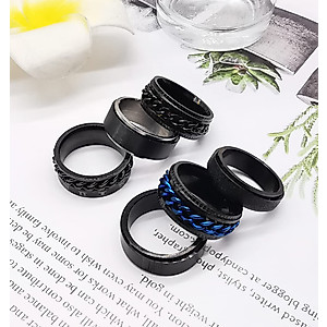 FINZOR 16Pcs Stainless Steel Fidget Band Rings for Men Women Spinner Ring Cool Rings Wedding Promise Band Ring Jewelry Set Size 10