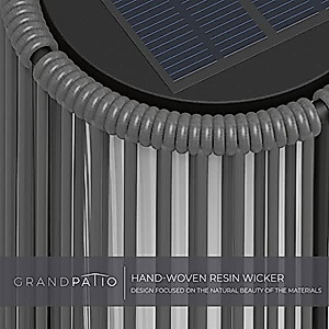 Grand patio Outdoor Solar Floor Lamp Resin Wicker Solar Light Outdoor Waterproof for Yard, Garden, Pathway, Deck, Gordes 2 Pack, Grey