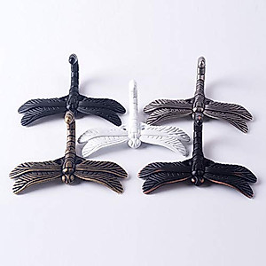 Geenite 2pcs Dragonfly Coat Hooks Decorative Creativity Wall Mounted Hanger Hook for Home Handbag Key Towel Bathrobe (Red Bronze)