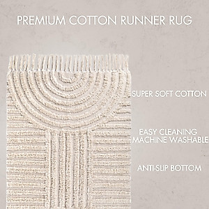 Beautiful Boho Rug with Tassels for Your Bedroom or Bathroom - Soft 2x4.3ft. Cotton Rug Fits Perfectly Into Any Bath Or Next to Beds - Washable Carpet Enhances Your Hallway/Home Decor - 24x51.6inch