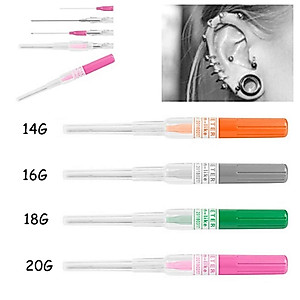 Piercing Needles - Tazay 8PCS Mixed 14G 16G 18G 20G Ear Nose Piercing Needles IV Catheter Needles for Piercing Sterilised Body Tattoo Piercings Tool for Piercing Supplies Piercing Kit (Mixed)