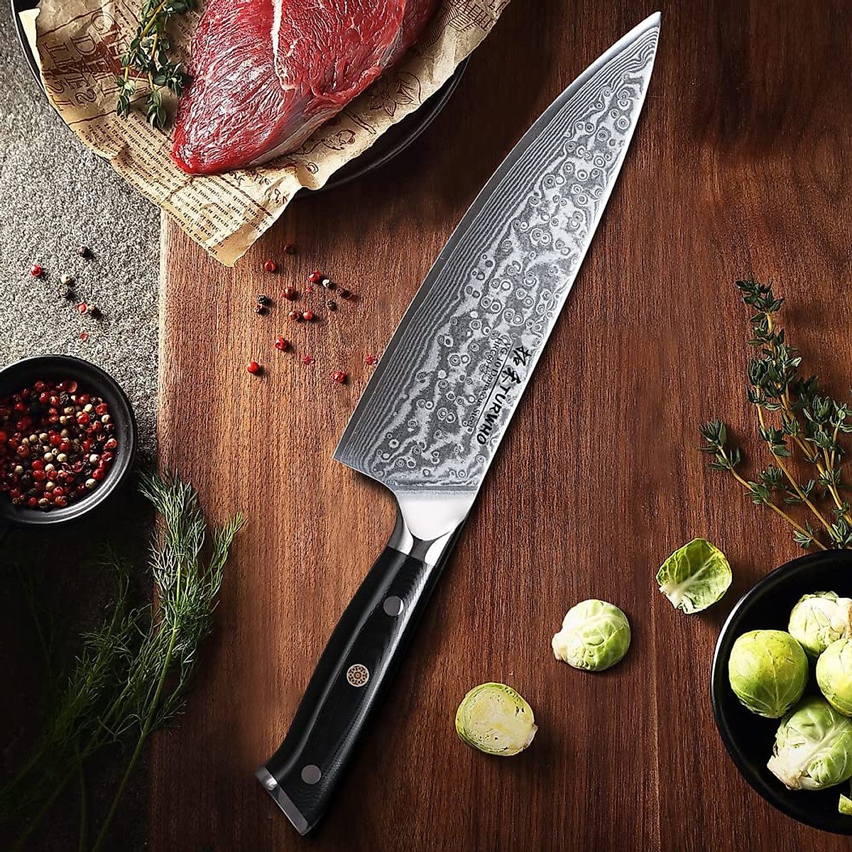 Chef Knife 8 Inch - Classic Damascus Pattern Professional Chef's Knives Japanese VG-10 Steel Kitchen Knives