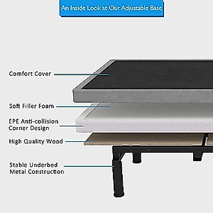 Irvine Home Collection Premium Queen Adjustable Bed Base with 12 Inch Gel Memory Foam Mattress