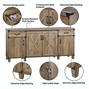 Saint Birch Oxford 4-Door Engineered Wood Credenza File Cabinet in Rustic Oak