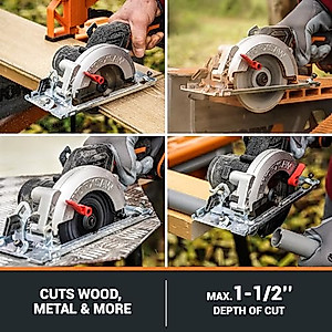 Worx Nitro 20V Brushless 4-1/2" Cordless Circular Saw, Compact Circular Saw, Up to 6,900 RPM, 0-46° Bevel Cuts, Circular Saw Cordless WX531L – Battery & Charger Included