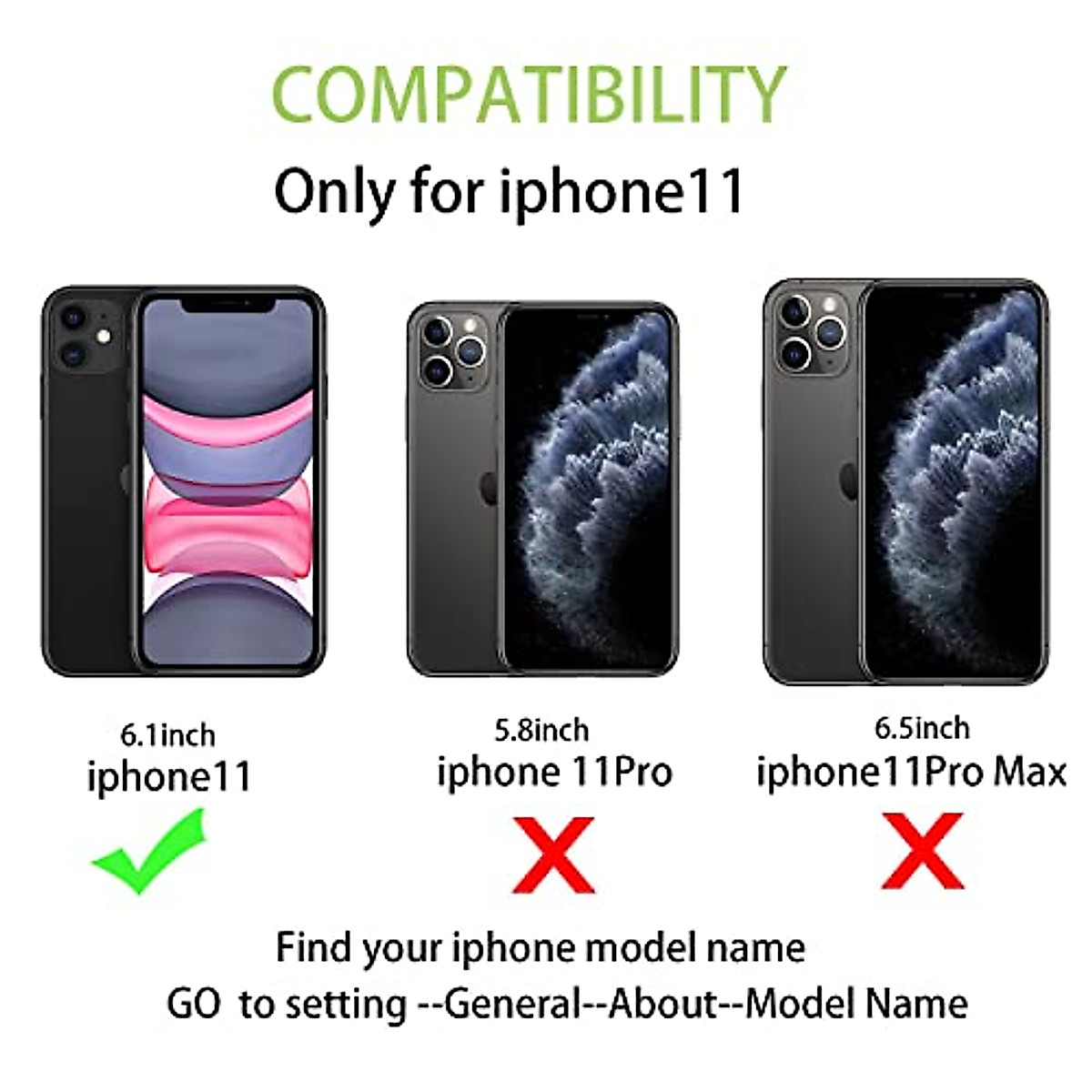 Cavor for iPhone 11 Phone Case with Card Holder,Wallet Case with Credit Card Holders for Women Men[Card Slots] [with Strap] PU Leather Shockproof Cover for iPhone 11-Heart Purple