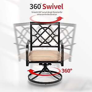 Oakcloud 5-Piece Metal Outdoor Patio Furniture Outdoor Dining Set, 4 Metal Swivel Chairs and Square Dining Table with Umbrella Hole