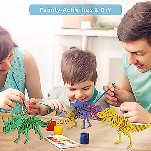 Gracefulhat DIY 3D Wooden Puzzle Set of 3 STEM Toys with Simulated Animal and Dinosaur Models, Suitable for Children and Aged 6-12 and Above, Non-Toxic Wood Material
