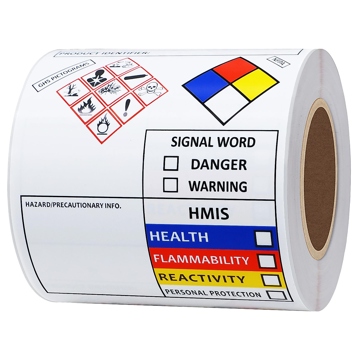 Aleplay SDS OSHA Data Labels for Chemical Safety 3×4 Inch MSDS Stickers with GHS Pictograms HMIS & Hazard Compliant Secondary Containers, 100 Stickers Per Roll