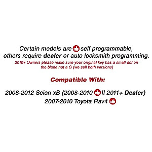 KeylessOption Keyless Entry Remote Control Car Unut Key Fob for Toyota Rav4 Yaris Scion xB HYQ12BBY (Pack of 2)