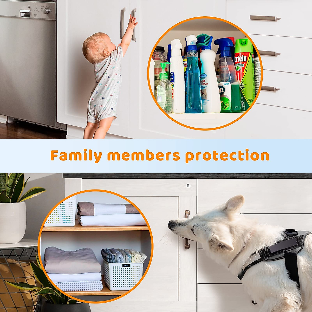 Child Safety Magnetic Cabinet Locks (4 Pack + 1 Key) - Baby Proofing Cupboard Locks with Key for Toddler-Easy Installation, Invisible