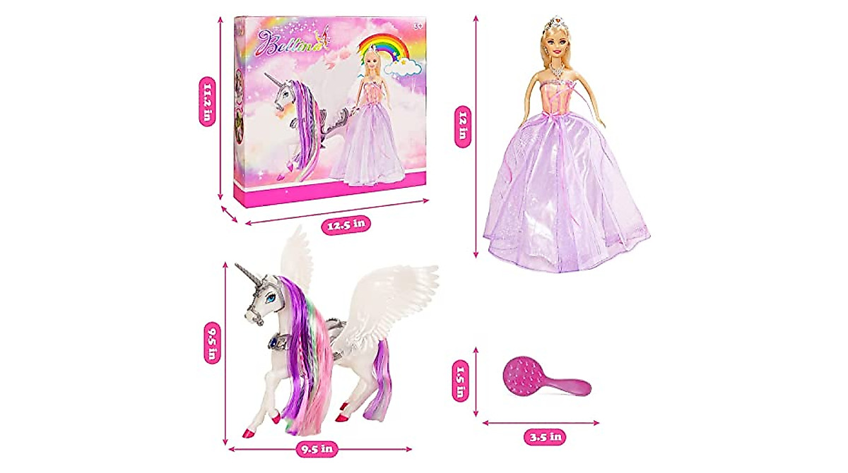 Color Changing Unicorn & Princess Doll Set for Girls