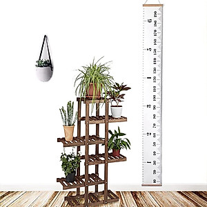 AOMINGGE Hanging Growth Chart, Height Measure Ruler Roll Up Wooden Canvas Growth Ruler for Kids Baby Birthday Gift,White,A1