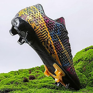 HaloTeam Soccer Shoes Men's Cleats Professional Training Turf TF/AG Outdoor Indoor Football Boots Sneaker,T5077 Black,10 US