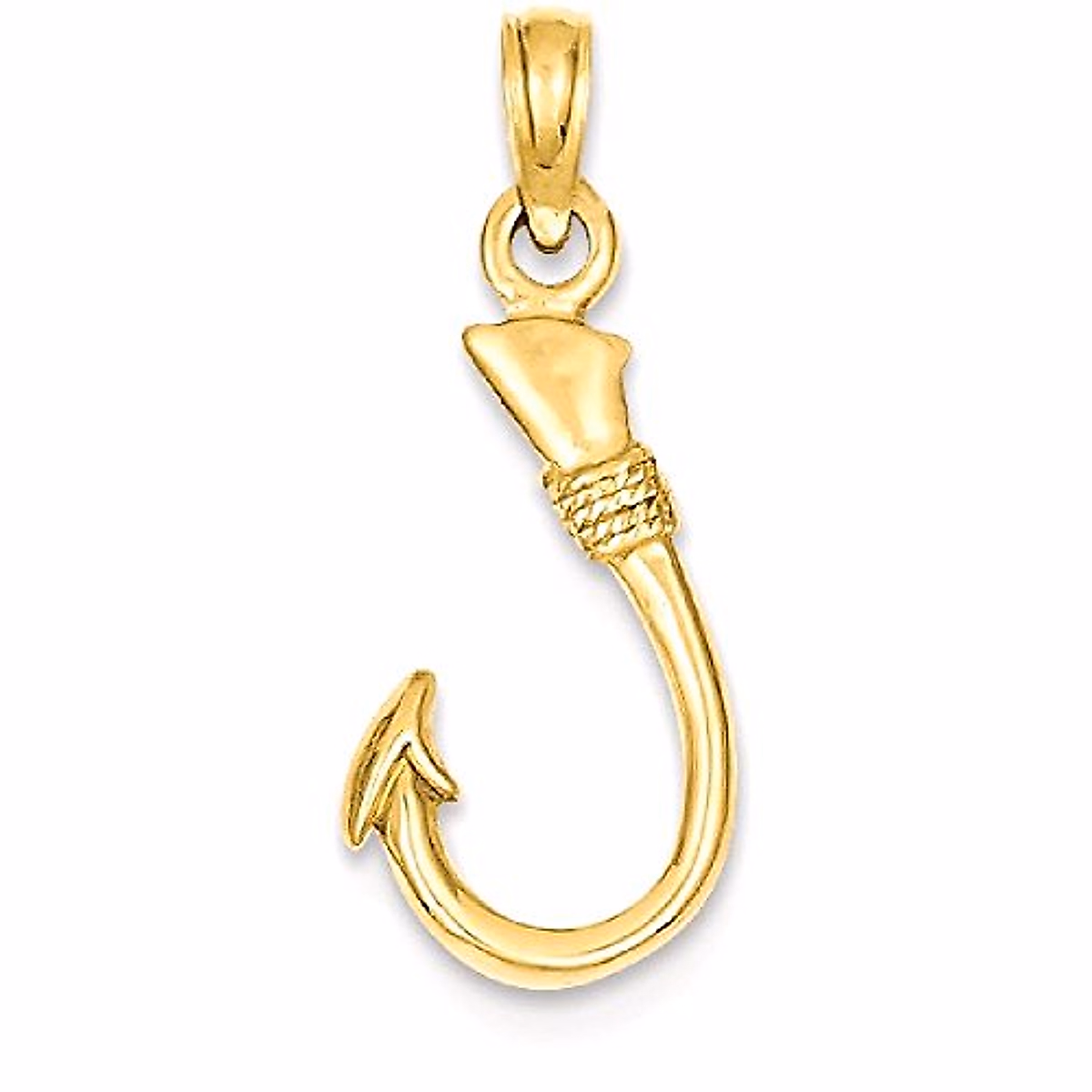 IceCarats 14K Yellow Gold Hawaiian Fish Hook Necklace Charm Pendant 24mm x 8mm Only