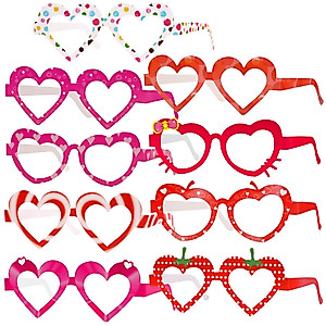 HOWAF Valentine's Day Party Favors for Kids, 27 Pack Paper Valentine Glasses Photo Props Valentines Decoration Costume Party Glasses Frame for Kids Valentines Gift Bulk Toys for Teacher Prizes
