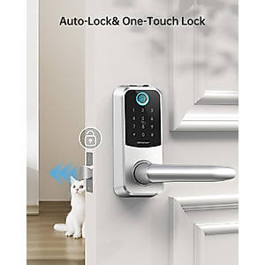 Smart Lock, SMONET Deadbolt Lock with Keypad, Keyless Entry Biometric Fingerprint Front Door Locks, Bluetooth Electronic Digital Lock with Reversible Handle, App Control, IC Card for Home, Apartment