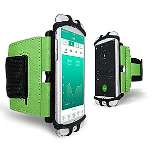 360° Rotatable Running Armband Cell Phone Sports Arm Bands Workout Walking Gym Exercise Wristband Phone Holder for iPhone 12/13 Pro Max/Samsung Galaxy S20 FE/S21/A52/A32/Moto G7 Plus/G8 Power (Green)