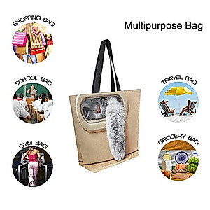 Canvas Tote Bag Lovely Animal Cat Large Handbags Reusable Multi Purpose Tote Strong Durable for Woman Man