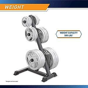 Marcy Olympic Weight Plate Tree Compact Exercise Equipment Storage Rack for 2-inch Weight Plates PT-45