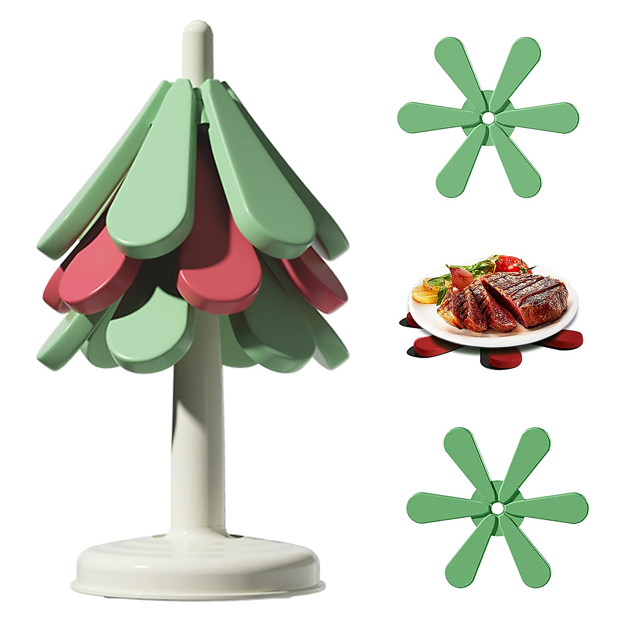 Tree Trivet Set,Silicone Trivets for Hot Dishes/Bowl/Cup/Pots and Pans, Hot Pads for Kitchen Countertops