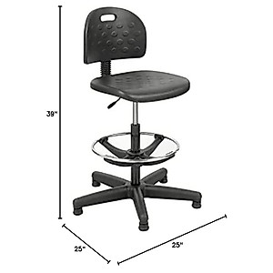 Safco Products 6680 Soft Tough Economy Workbench Chair (Optional arms sold separately), Black
