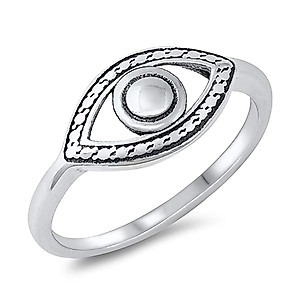 CloseoutWarehouse 925 Sterling Silver Plain Evil Eye Ring Size 10