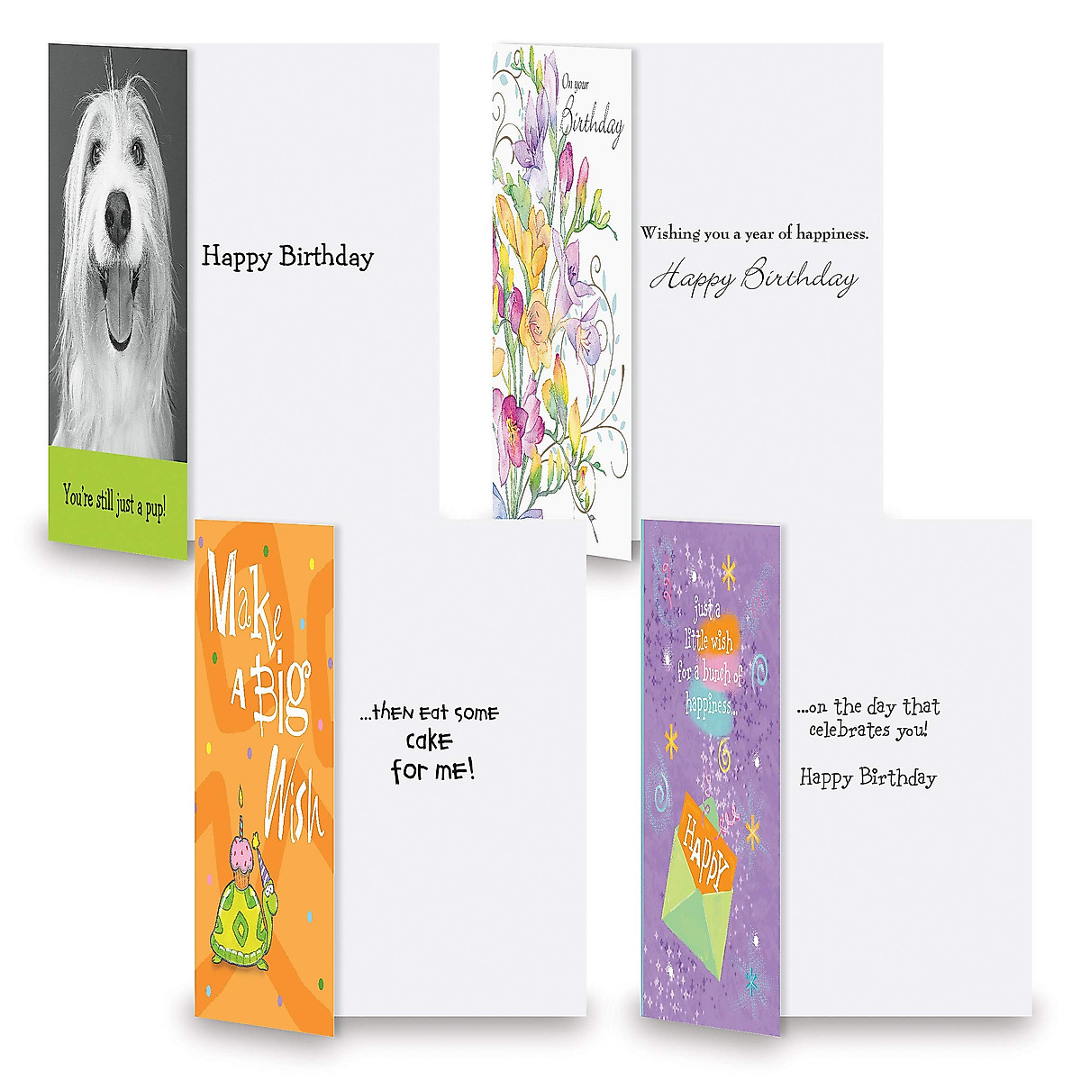 Mega Birthday Greeting Cards Value Pack - Set of 40 (20 designs), Large 5" x 7", Birthday Cards with Sentiments Inside, White Envelopes