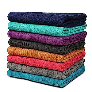 ZUPERIA Classic Bath Towels - 8 Pack - 27" x 54" - Ultra Soft 100% Cotton Large Bathroom Towels, Highly Absorbent Towel for Bathroom, Ideal for Pool, Home, Gym, Spa, Hotel (Assorted)