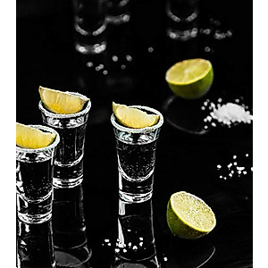 2 oz Clear Tall Flair Shot Glass Set of 12, Heavy Base Shot Glasses 12/Case Classic Cone Shaped Tequila Shooter Glass 12-Pack Premium Glassware With Liquor Pourer And Coasters