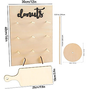 Generic 6 Pack Donut Stand Set Includes 2 Donut Wall 2 Donut Display Stand 2 Donut Board, Doughnut Wall, Decorative Doughnut and Bagel Holder for Birthday, Wedding, Baby Shower, Party, Wood